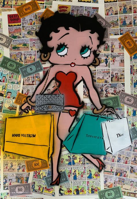 Betty Boop Shopping Street Art Canvas Graffiti Ekim Street Artist