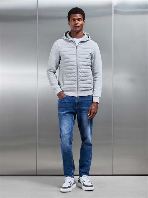 Hybrid Quilted Windbreaker In Marl Grey Arne Uk