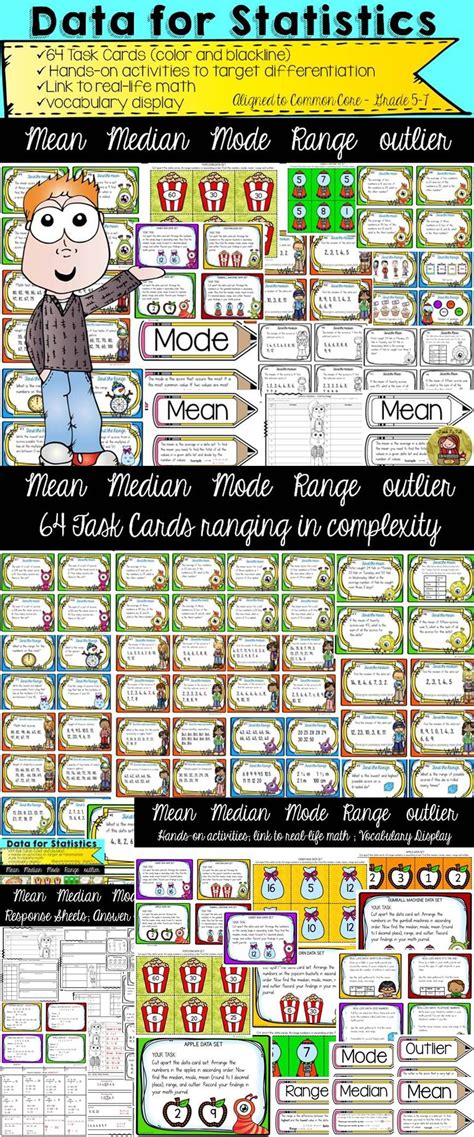 Mean Median Mode Range Outlier Data For Statistics Real Life Math Math Journals