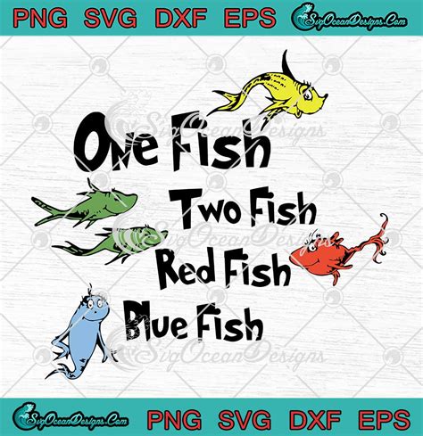 One Fish Two Fish Red Fish Blue Fish Svg Funny Cat In The Hat Svg Dr