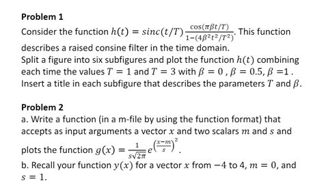 Solved Problem 1 Consider The Function Ht Sinctt