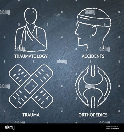 Conjunto de iconos de pizarra para traumatología y ortopedia Símbolos