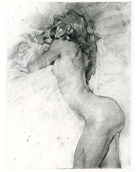 A Black And White Drawing Of A Naked Woman