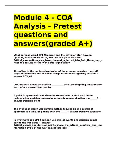 Module 4 Coa Analysis Pretest Questions And Answersgraded A