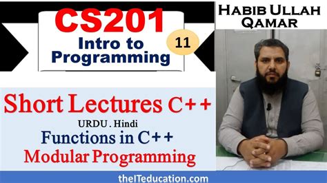 Cs201 Short Lectures Vu Short Lectures Functions In C Programming Youtube