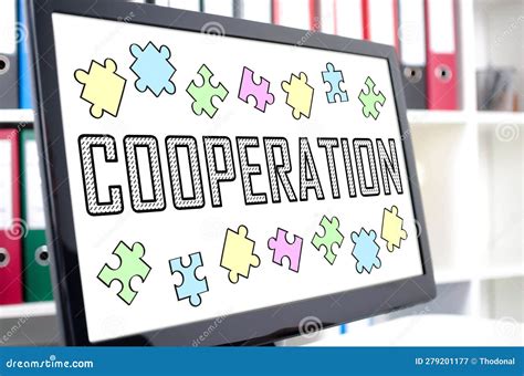 Cooperation Concept On A Computer Screen Stock Image Image Of Team