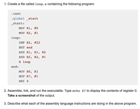 solved describe what each of the assembly language