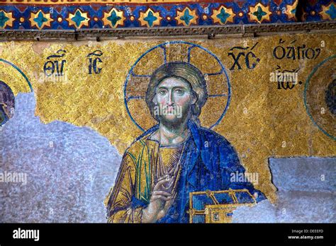 Mosaic Of Jesus Christ Interior Of Hagia Sophia Aya Sofya Mosque The Church Of Holy Wisdom