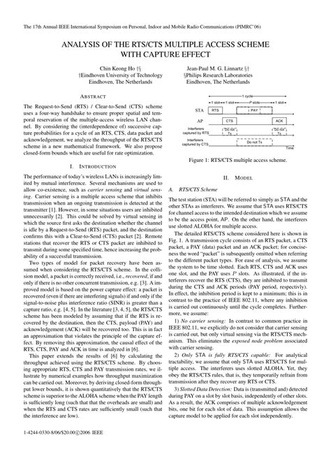 Pdf Analysis Of The Rtscts Multiple Access Scheme With Capture Effect
