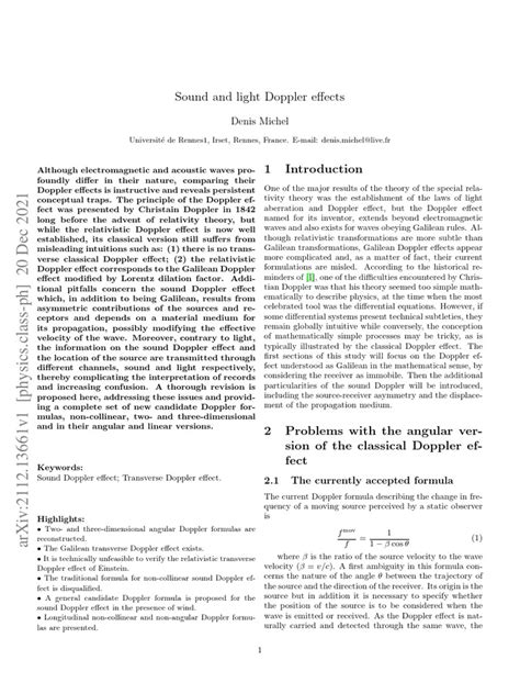 Sound And Light Doppler Effects Pdf Special Relativity Waves