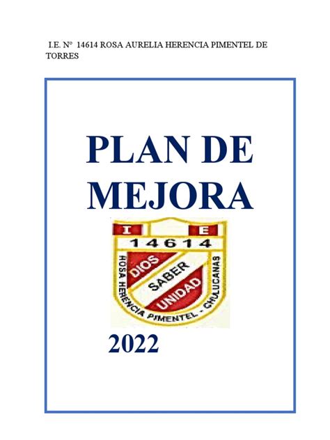 Plan De Mejora Cuarto Grado 2022 Pdf Evaluación Salón De Clases