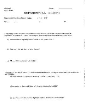 Exponential Logarithmic Functions Notes By Erica Idstein TpT