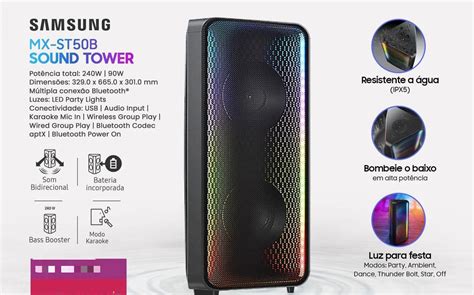 Samsung MX-ST50B/ZA Sound Tower High Power Audio 240W Portable Speaker ...