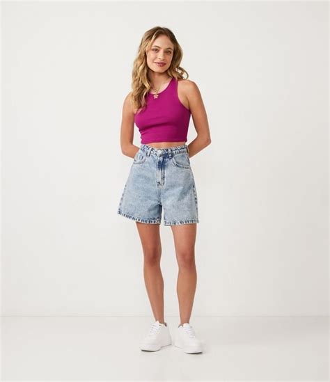 Blusa Cropped Sem Manga Em Algodão Com Textura Canelada Roxo