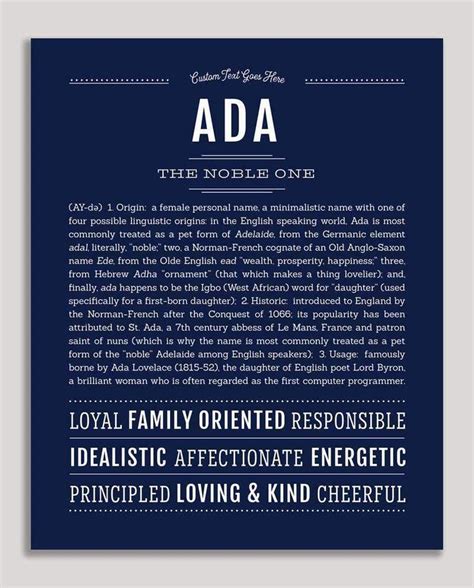 Ada Name Art Print Names Names With Meaning Descriptive Words