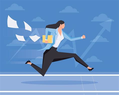 Businesswoman Running With Folder Scene 13815071 Vector Art At Vecteezy