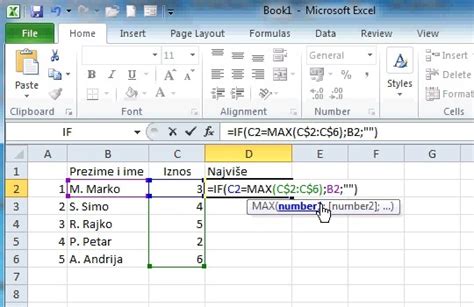 Abc Microsoft Excel Najve A Vrijednost Max Kombinacija Sa If