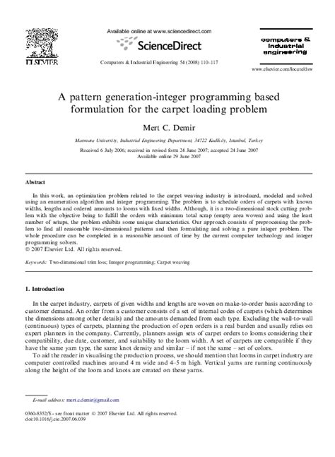 pdf a pattern generation integer programming based formulation for