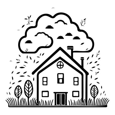 Spring Farm House Agriculture Sketch Hand Draw Vector Image