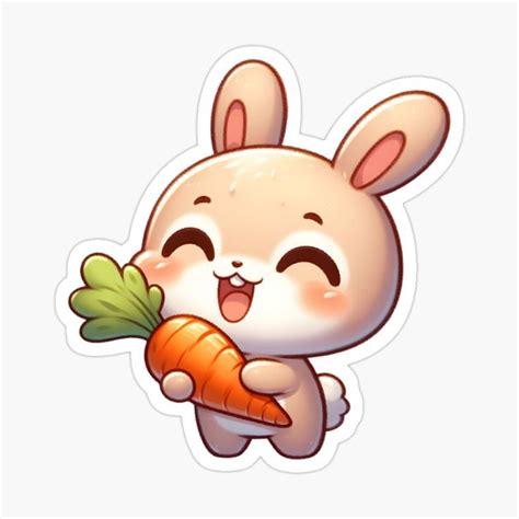Cute Bunny Holding A Carrot Sticker For Sale By Delamoon Easter