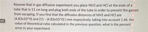 Solved Assume That In Gas Diffusion Experiment You Place NH Chegg