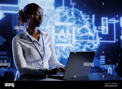 Bipoc Woman Developing Artificial Intelligence Neural Networks Nodes