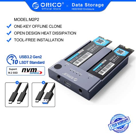 Orico Dual Bay Nvme Docking Station Orico Tool Free Usb C To Nvme Ssd Enclosure For M Key Pcie