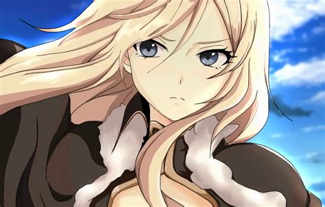 Wallpaper Girl Sexy Cleavage Blouse Sky Long Hair Boobs Anime
