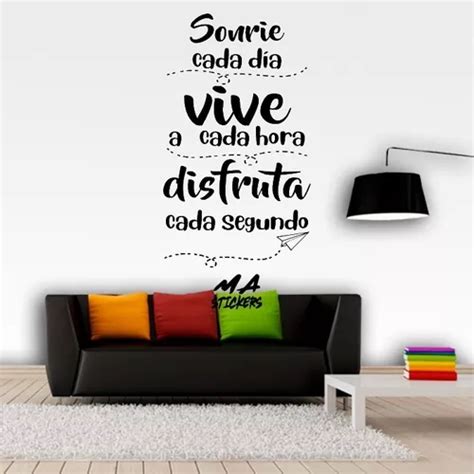 Vinilo Decorativo Para Pared Frase Sonrie Vive Ama 55x95cm MercadoLibre