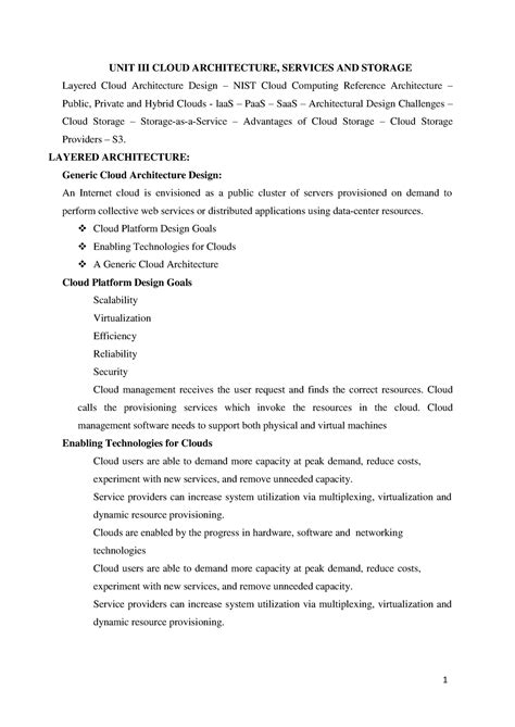 UNIT III Cloud Computing 1 UNIT III CLOUD ARCHITECTURE SERVICES AND