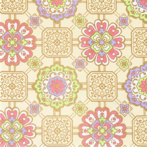 Grande Feuille Papier Japonais YUZEN WASHI Beige Motif Shosoin Shokuei