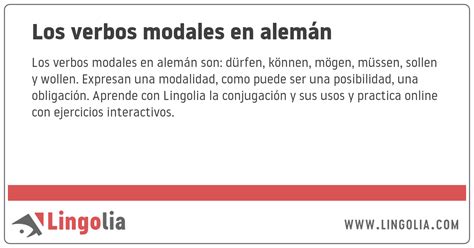 Los Verbos Modales En Alemán Son Dürfen Können Mögen Müssen Sollen