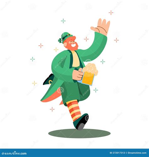 Desenho Animado Vetorial Leprechaun Saint Patricic Dia Isolado