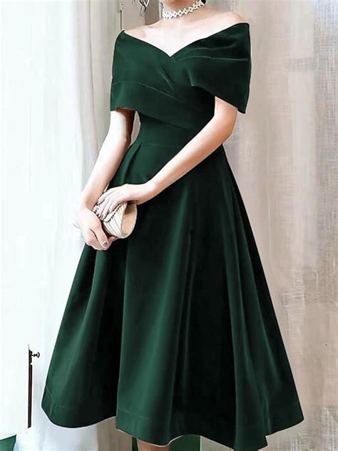 A Line Cocktail Dresses Elegant Dress Wedding Guest Knee Length Short