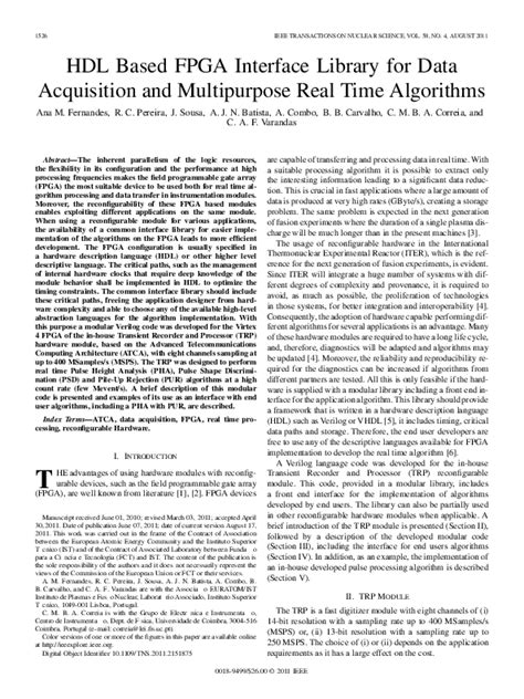 Pdf Hdl Based Fpga Interface Library For Data Acquisition And