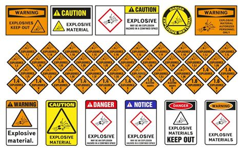 Explosives Warning Sign Warning Symbol Class 1 Warning Label Stock