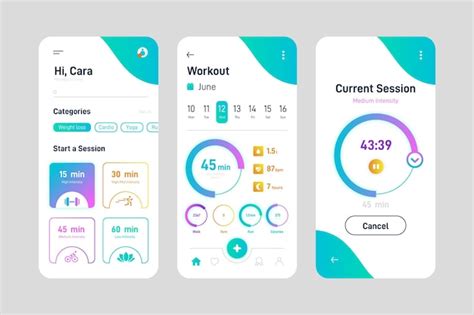 Free Vector Workout Tracker App Interface Template