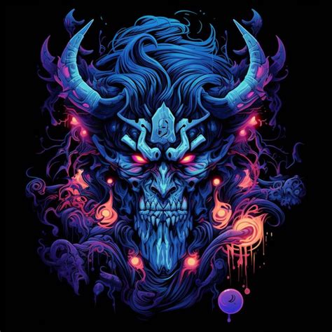 Premium Photo A Close Up Of A Demonic Face With Glowing Eyes And