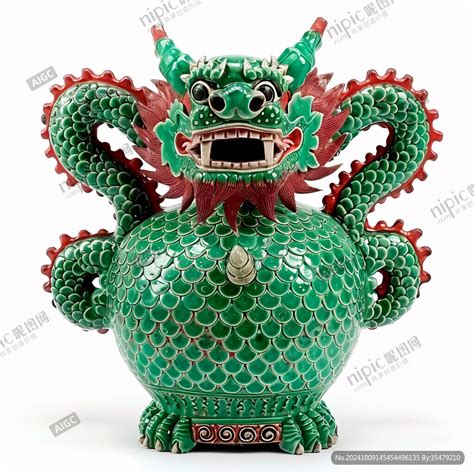 Ai创作图青釉 双龙 耳瓶 古董 陶瓷 中国风 艺术品 传统文化 文物 古玩 龙 收藏 珍宝 古色古香 历史文化 中国艺术 中国陶瓷 非物质