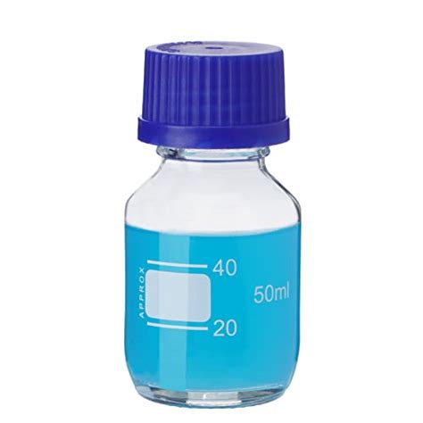 10 Pack 50 Ml Lab Media Bottles Glass Round Media Storage Bottles With