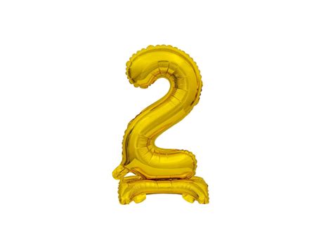 Balon foliowy stojący cyfra 2 złota 38 cm Dobra Cena Sklep Online