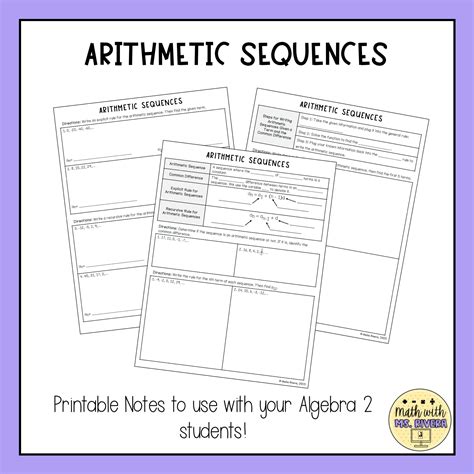 Arithmetic Sequences Guided Notes For Algebra 2 Made By Teachers