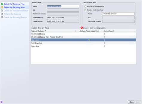 networker redirected recover initiated from nmc failed while source