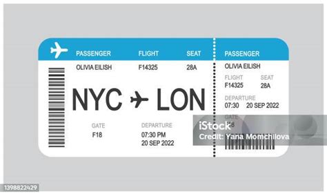 비행 시간과 승객 이름 벡터 일러스트레이션으로 사실적인 항공권 디자인 비행기 티켓에 대한 스톡 벡터 아트 및 기타 이미지 비행기 티켓 티켓 상업용 항공기 Istock