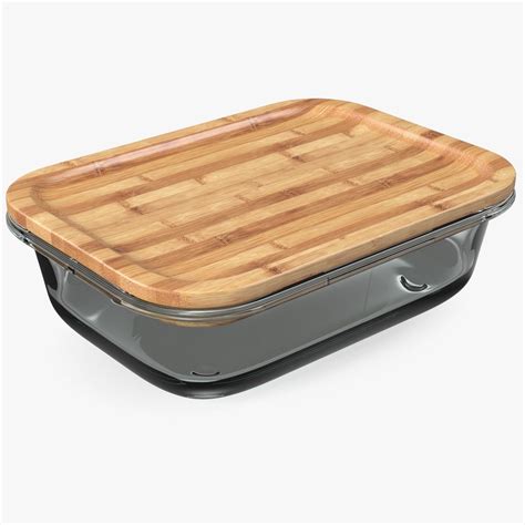 Glass Storage Container With Bamboo Lid 600ml 3d Model 19 Obj Lxo