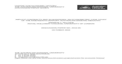 Pdf Centre For Economic History The Australian National · Centre For Economic History The