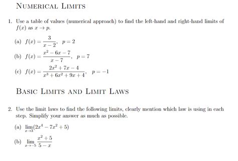 solved 1 use a table of values numerical approach to find