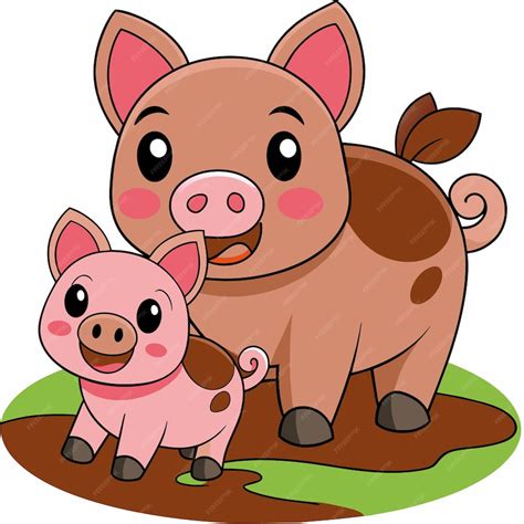 Premium Vector A Cartoon Of Two Pigs And A White Background