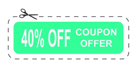 Cupón Con 40 Por Ciento Oferta Descuento Bosquejo Con Punteado Cortar