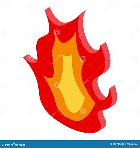 Estilo Isométrico Del Icono De La Llama De Fuego Roja Ilustración Del